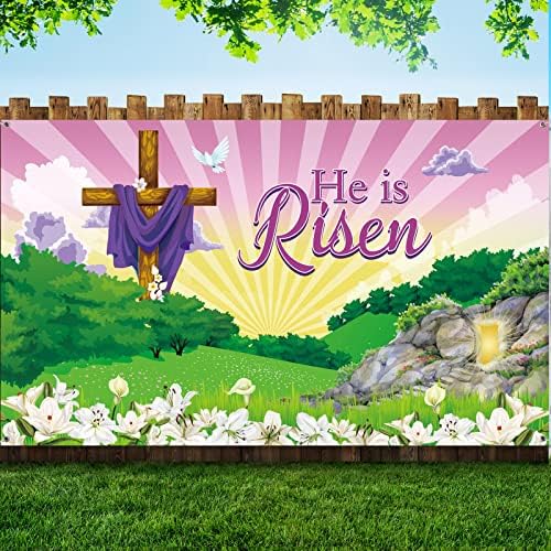Amazon.com : Easter Resurrection of Jesus Backdrop 10x8ft Fabric He is ...