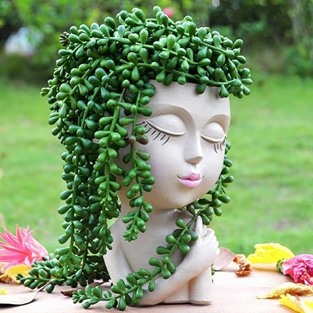 Amazon.com : Face Planter Pot Head Planters, Lady Heads Flowerpot, Cute ...