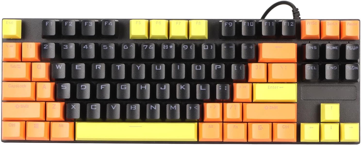 Amazon.com: Mechanical Gaming Keyboard, 87 Keys Ergonomic Backlit Wired ...