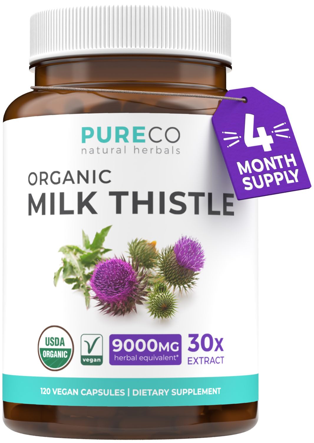 Amazon.com: USDA Organic Milk Thistle Capsules - 80% Silymarin ...