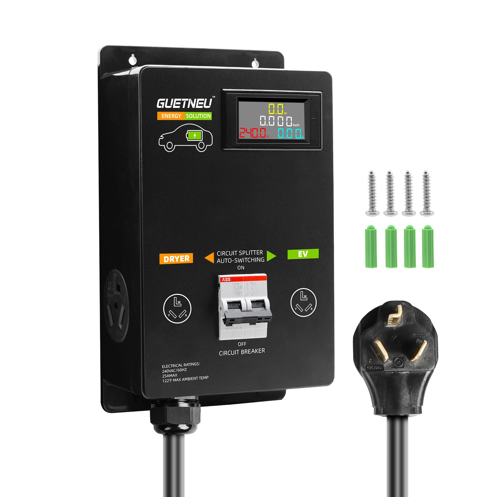 GUETNEU NEMA 10-30 (3 Prong) Dryer Splitter with Breaker - 240V Dryer ...