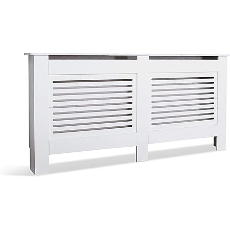 FATIVO High Radiator Cover Wood Cabinet: 92cm Height White Extra Large ...
