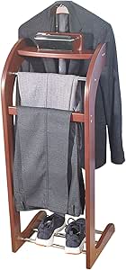 HWLL Solid Wood Valet Stand/Mens Suit Rack/Standing Coat & Pants Hanger ...