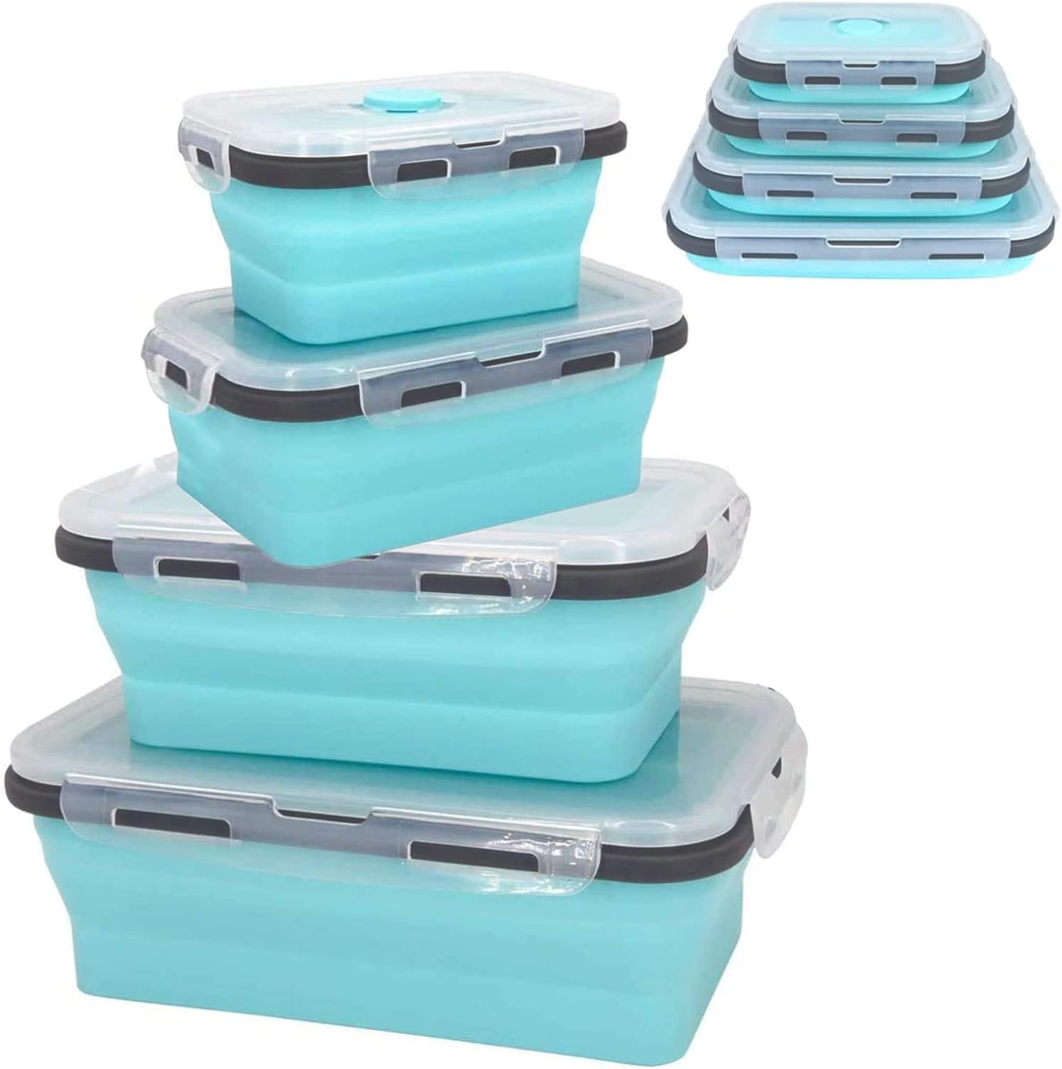 Yuroochii Collapsible Silicone Food Storage Container Set of 4 (350/500 ...