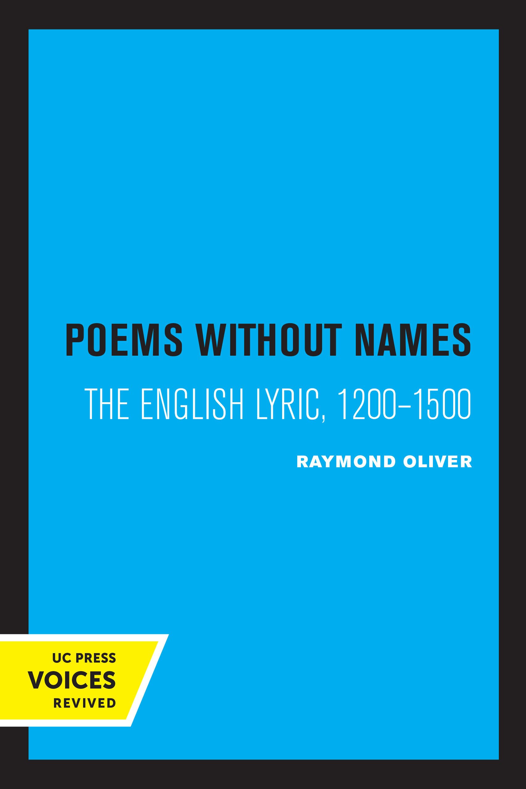 Amazon.com: Poems Without Names: The English Lyric, 1200-1500: ...