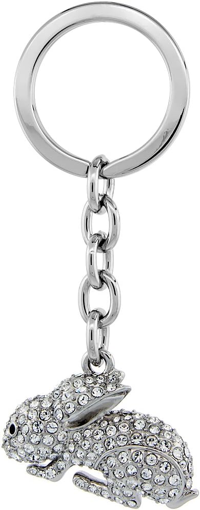 Sabrina Silver Jeweled Bunny Rabbit Key Chain Crystal Key Ring for ...