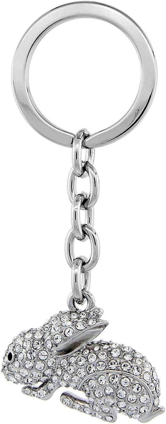 Sabrina Silver Jeweled Bunny Rabbit Key Chain Crystal Key Ring for ...