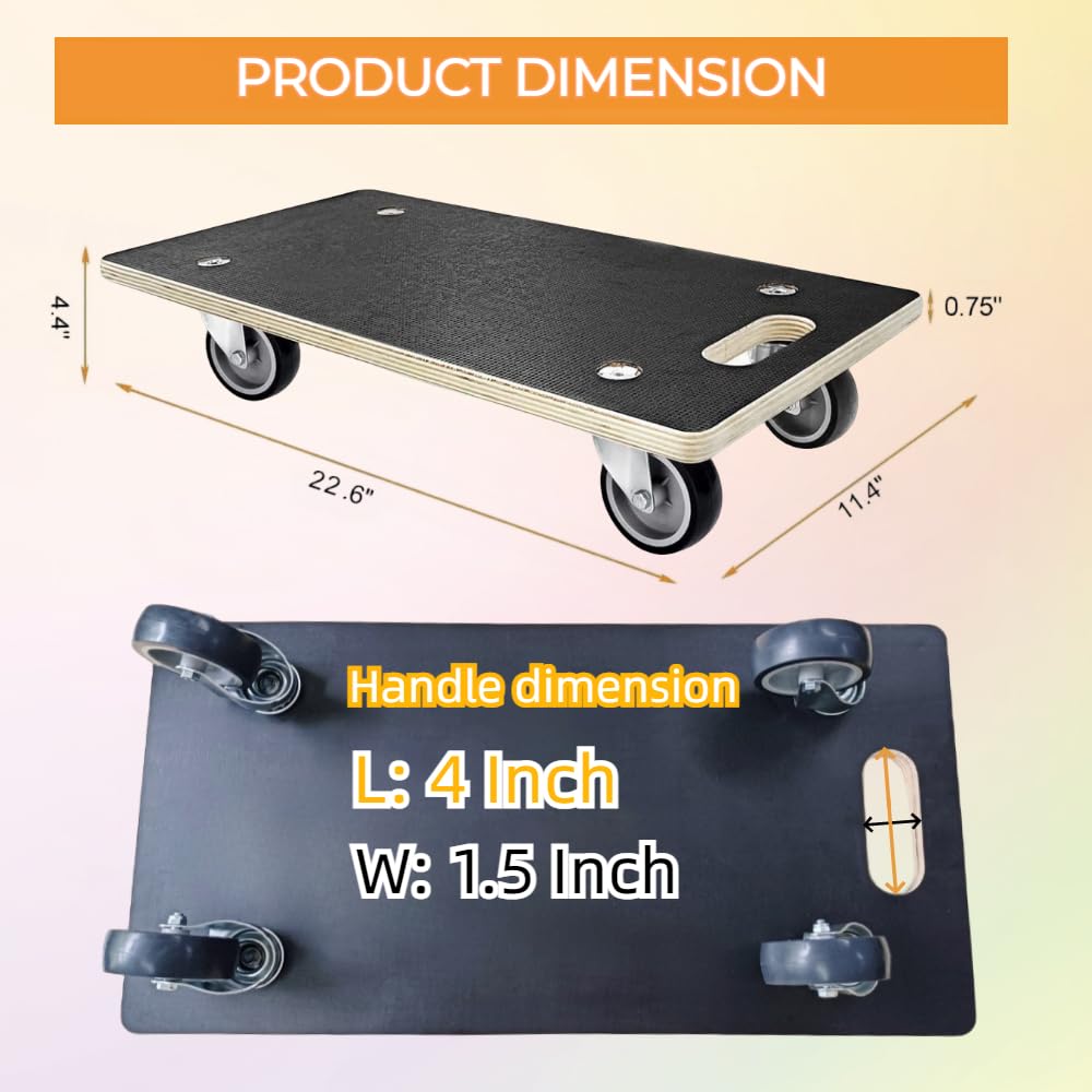 Snapklik.com : Rectangle Wood Platform Dolly 2 Pack, 550-lb Load ...