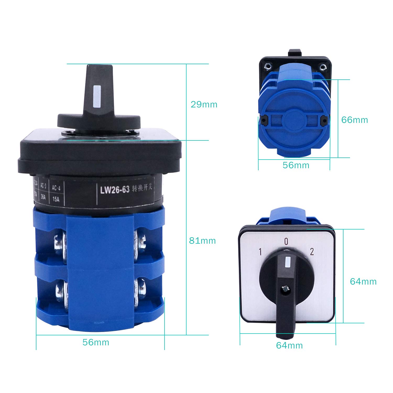 Snapklik.com : Universal Changeover Switch 63A 690V 3 Position 8 ...