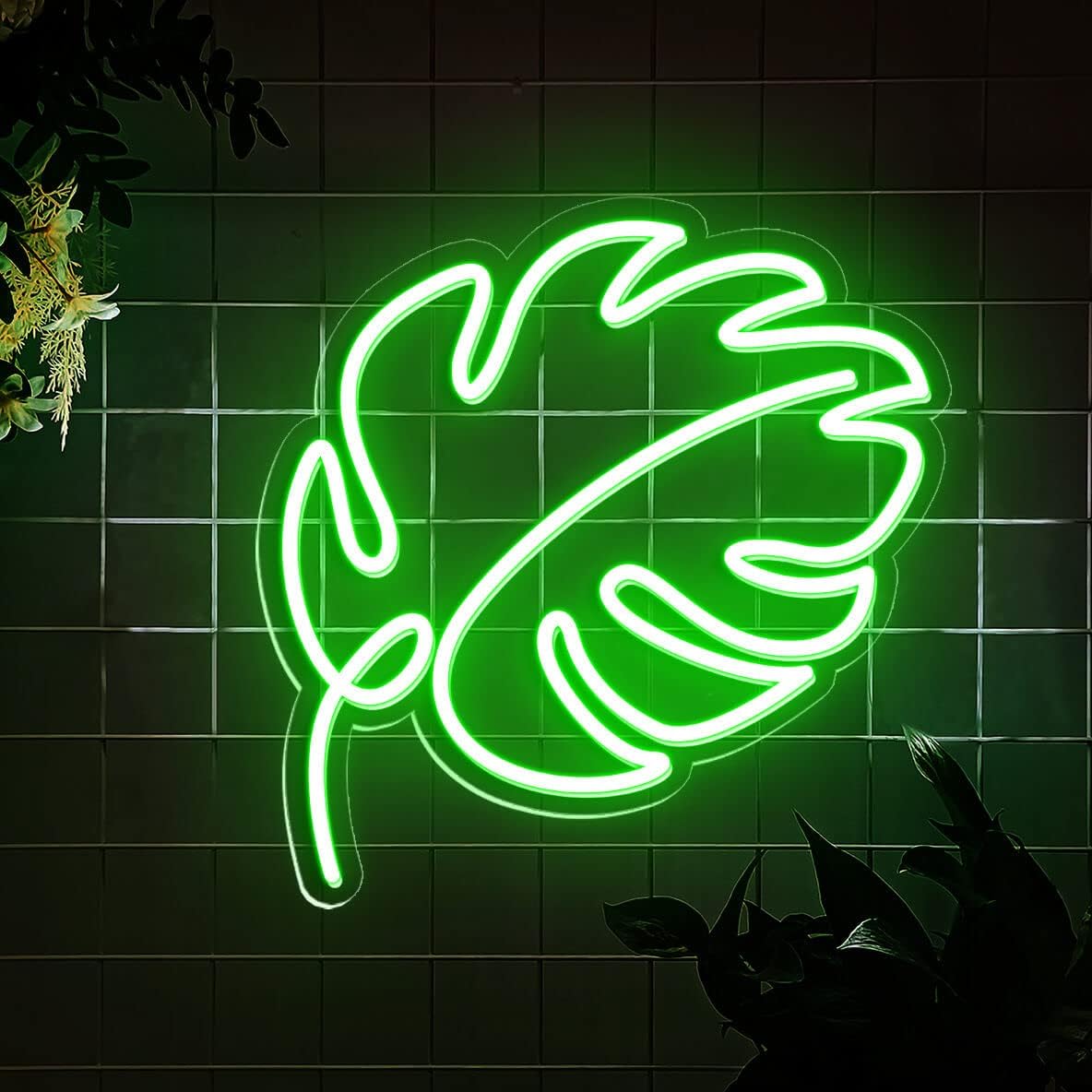 Amazon.com : Monstera Neon Sign, Neon Leaves Sign Monstera, Leaf Led ...
