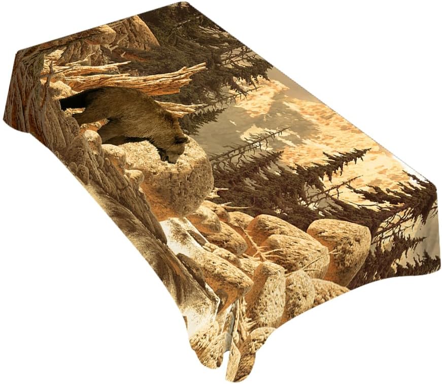 Amazon.com: TKS MITLAN Grizzly Bear Tablecloth Decor Animal Bear Brook ...