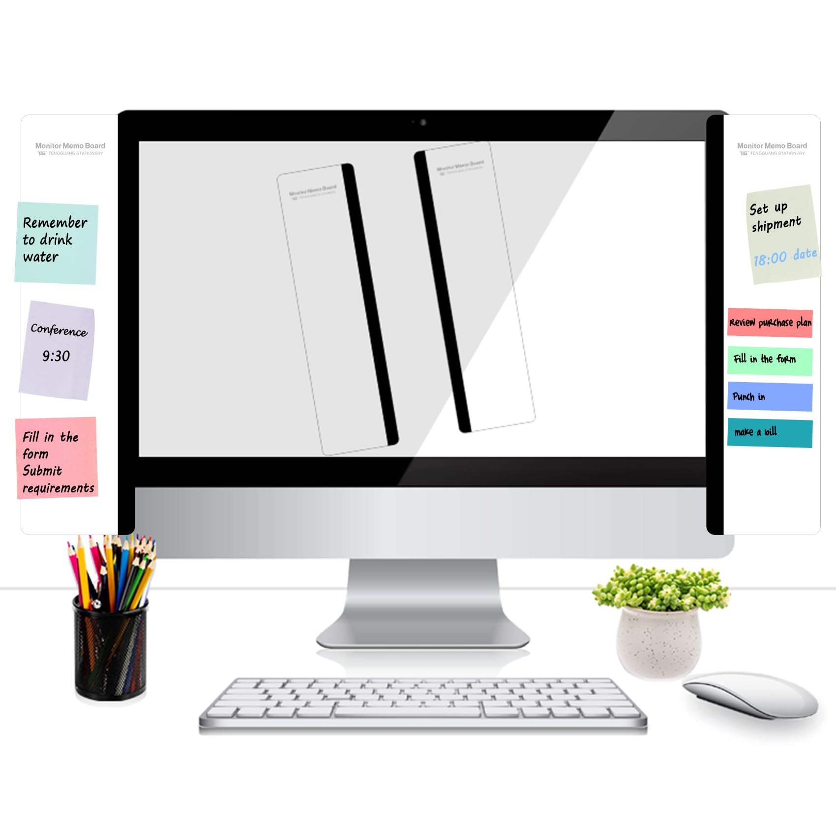 Desk Organizer, Acrylic Desk Organizer, 2pcs Sticky Note Holder, Memo ...