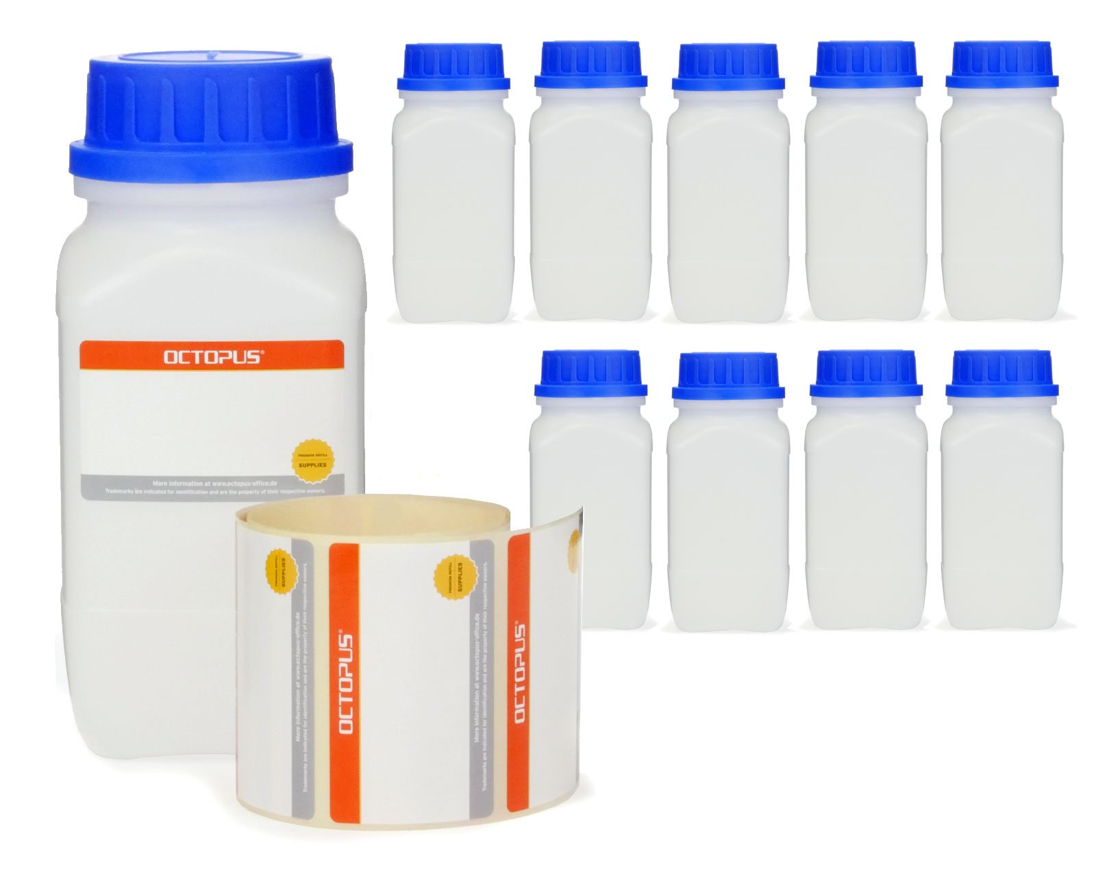 Wide-neck bottles with screw caps, chemical bottle, laboratory bottle ...
