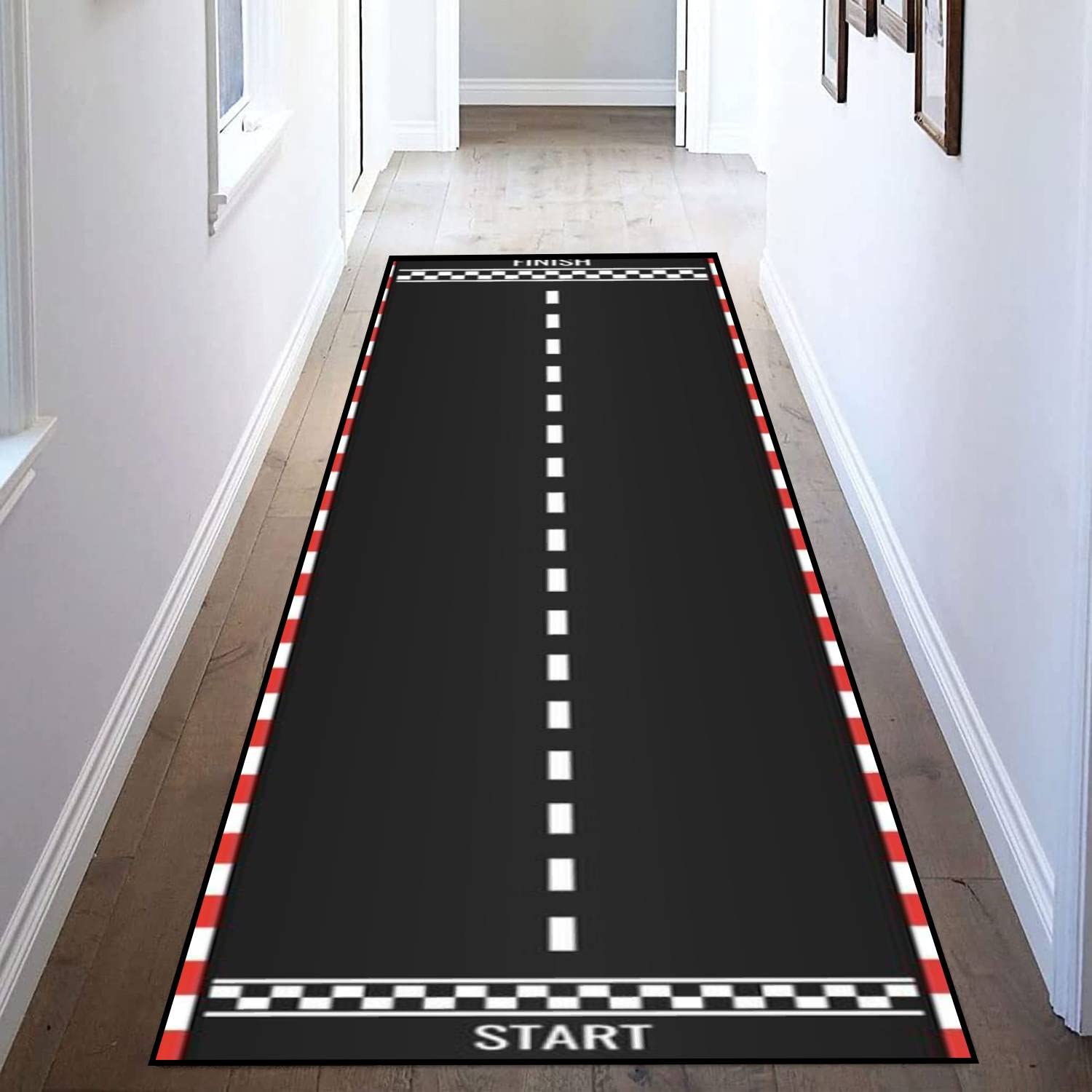 Area Runner Rug 2x6 Ft Race Track with Start and Finish line Car or ...