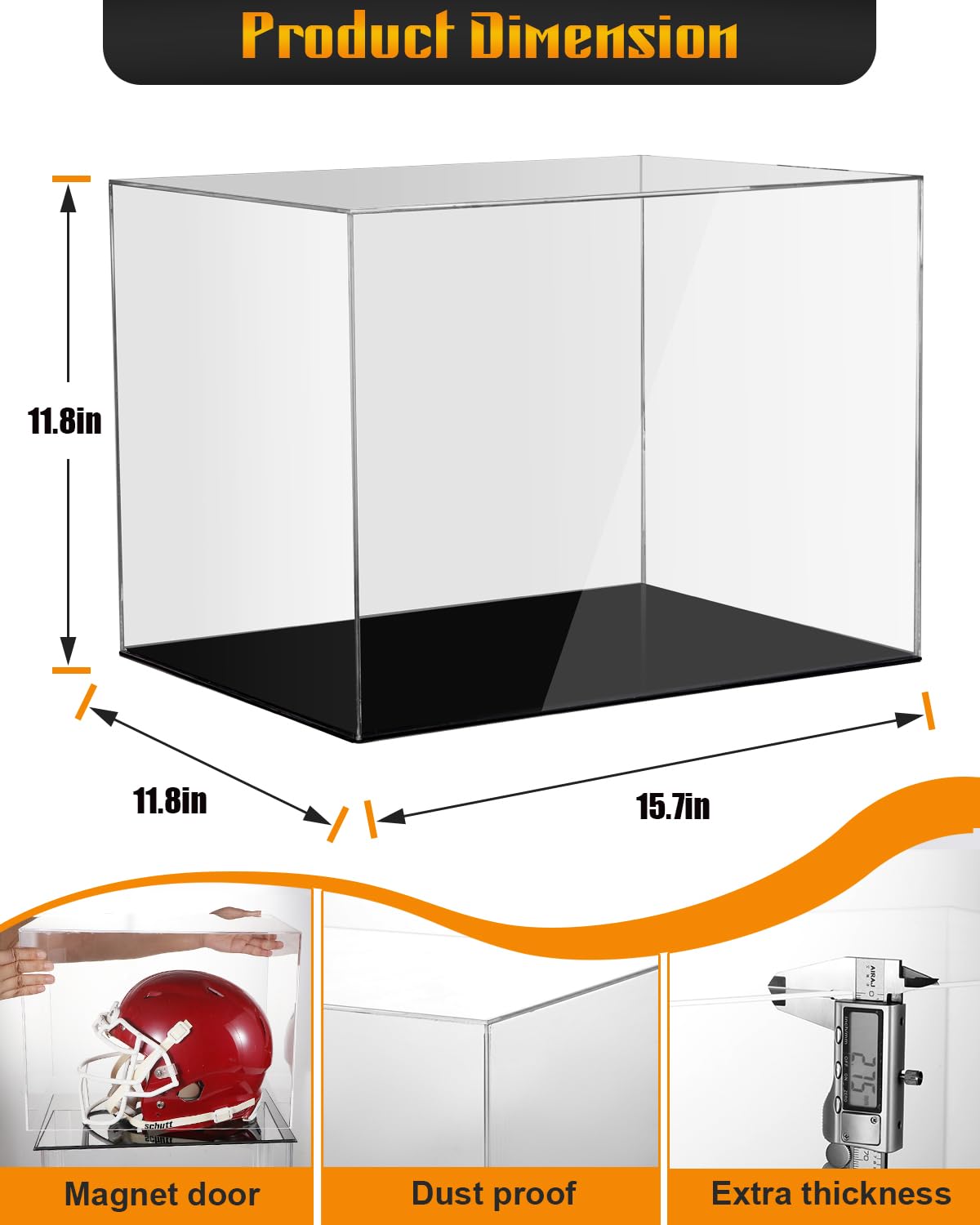 Football Helmet Display Case Full Size, Clear Acrylic Football Helmet ...