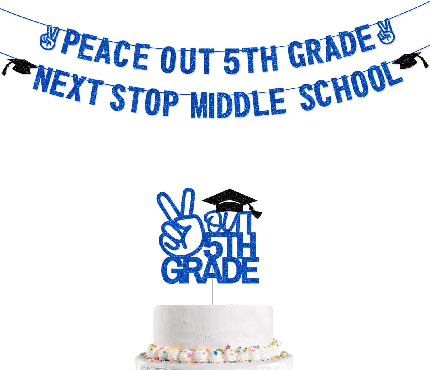Amazon.com: Peace Out 5th Grade Next Stop Middle School Banner Cake ...
