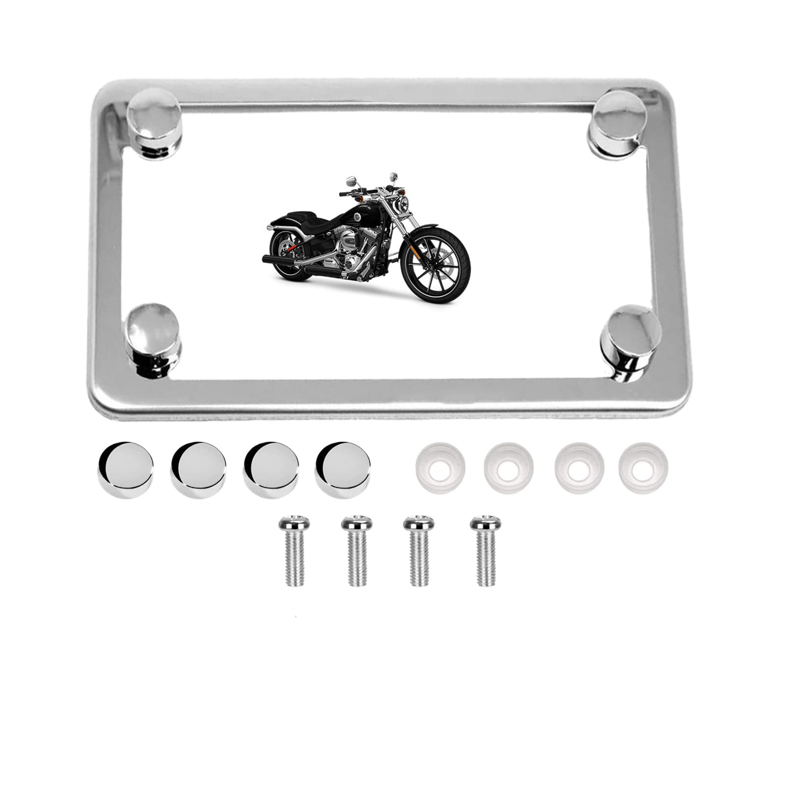 Amazon.com: FTON Stainless Steel Motorcycle License Plate Frame ...