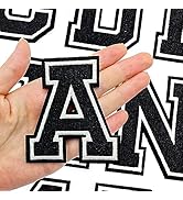 Amazon.com: 35 Pcs Sequin Iron on Letters Black and Silver Letter ...