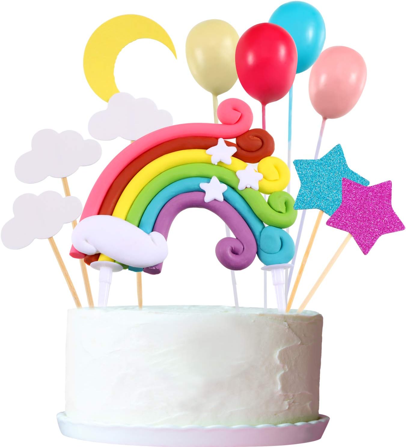Amazon.com: 48 Pieces Cake,Cupcake Topper rainbow Party Decoration for ...