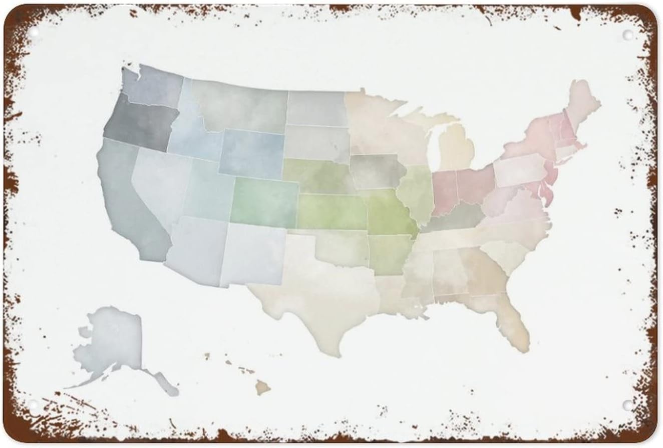 Amazon.com : Travel Map Of Usa Minimalist Us Map Art Print Usa Map Wall ...