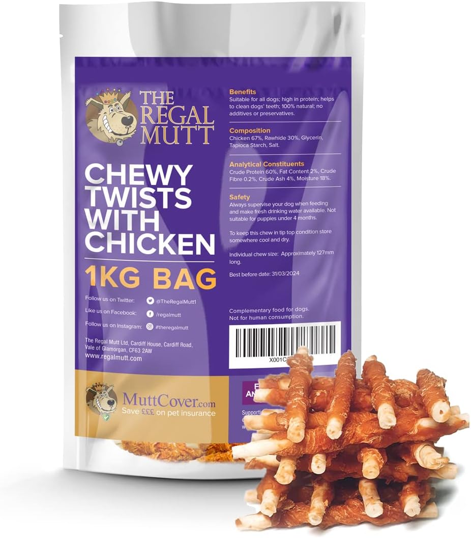 The Regal Mutt – Chewy Twists with Chicken – 1kg Bag – BigaMart