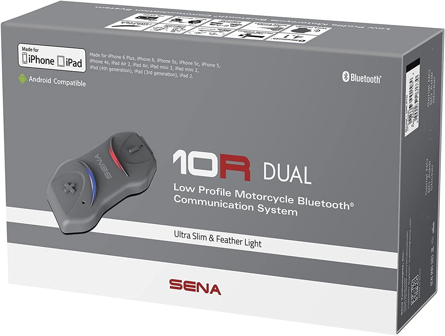 Sena 10R-01D Sistema di Comunicazione Bluetooth Sottile, Controllo ...