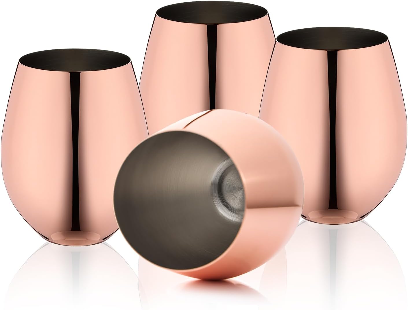 Amazon.com | WOTOR Rose Gold Wine Glasses Set of 4, 18oz Copper Wine ...
