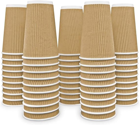 Amazon.com: Ripple Paper Cups 16 oz 500 Pack for Coffee & Tea Made in ...