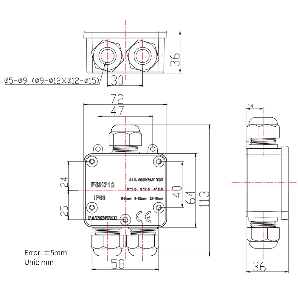 Snapklik.com : Waterproof IP68 External Junction Box,3 Way Plug Line ...
