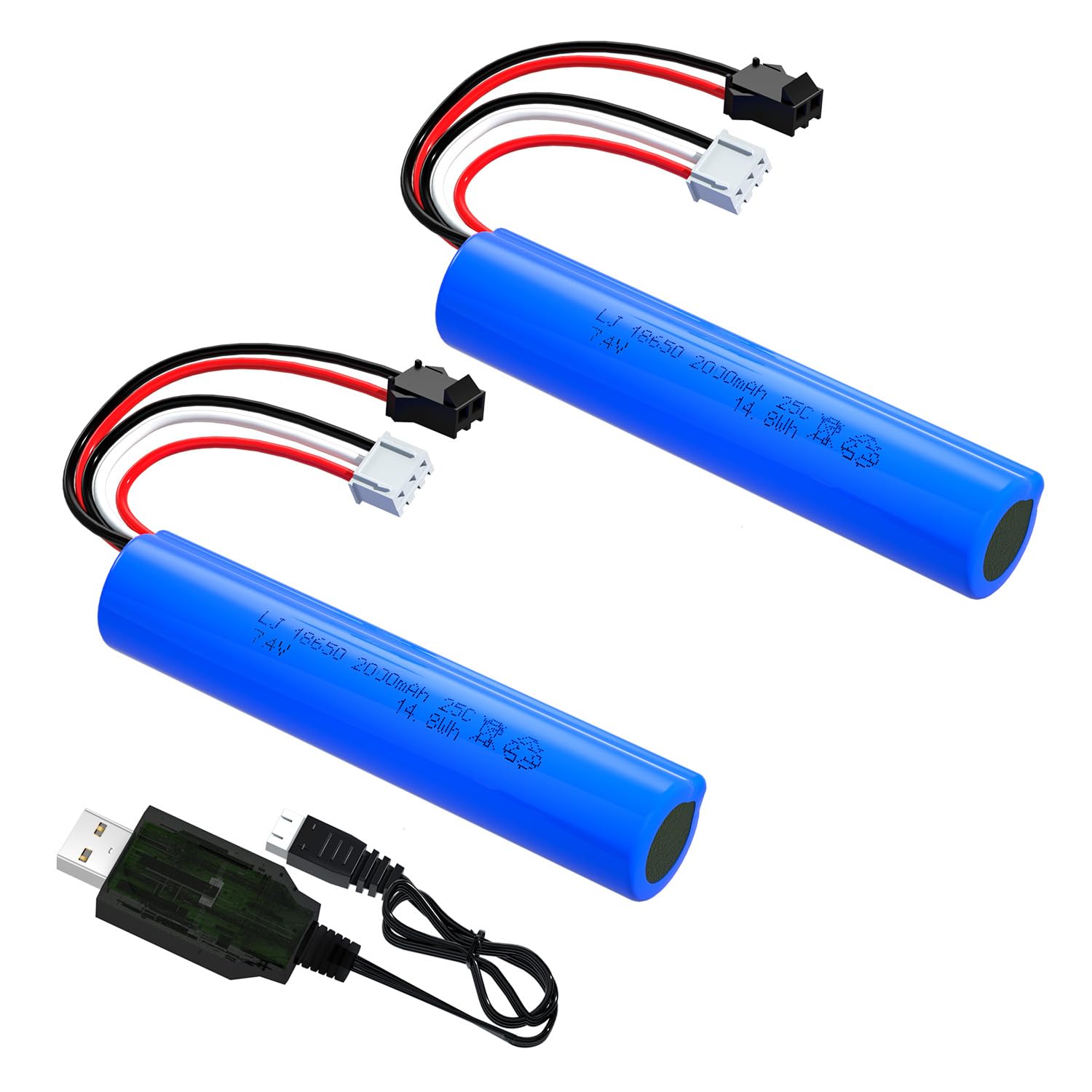 Amazon.com: LP Splatter Ball Gun Battery, 2-Pack 7.4V 2000mAh ...