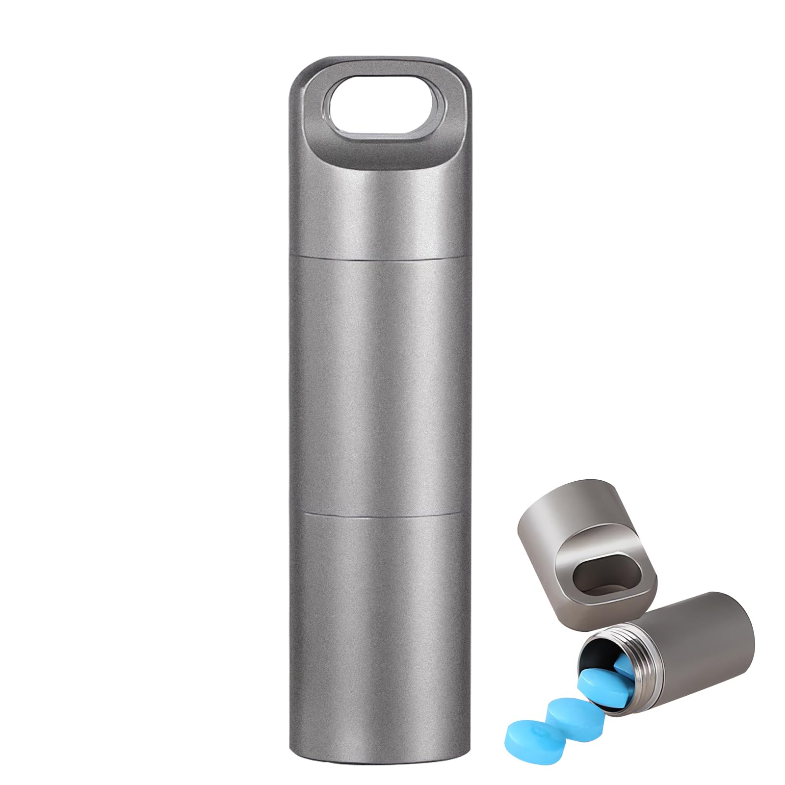 Amazon.com: Small Keychain Pill Holder,304 Stainless Steel Portable ...