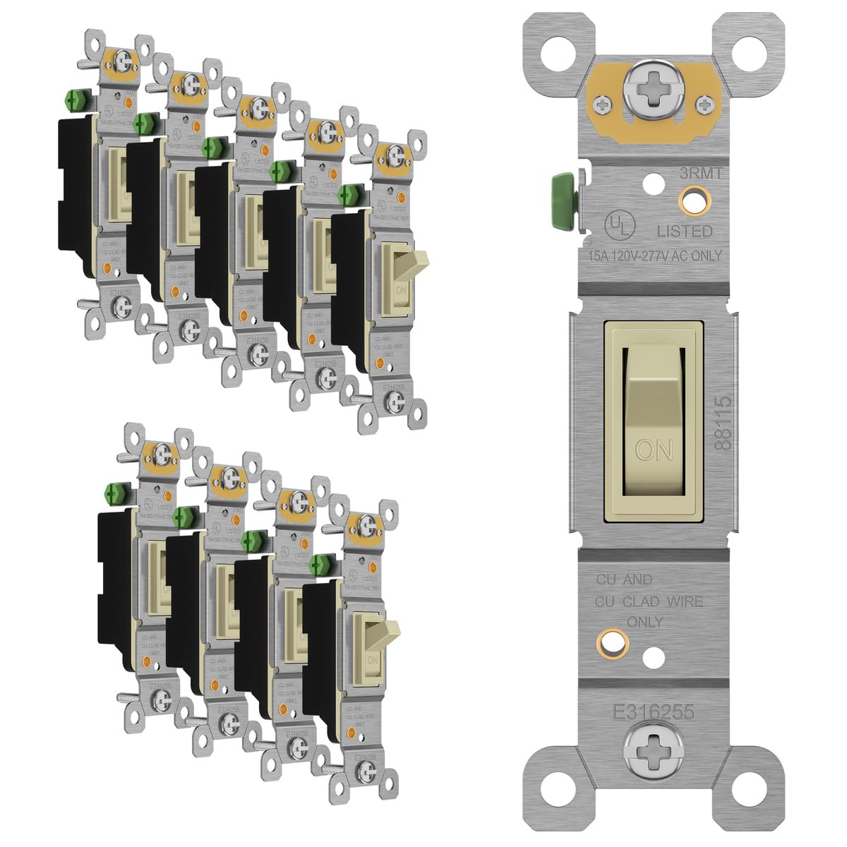 Snapklik.com : ENERLITES Switch Toggle Light, Single Pole, 15A 120-277V ...