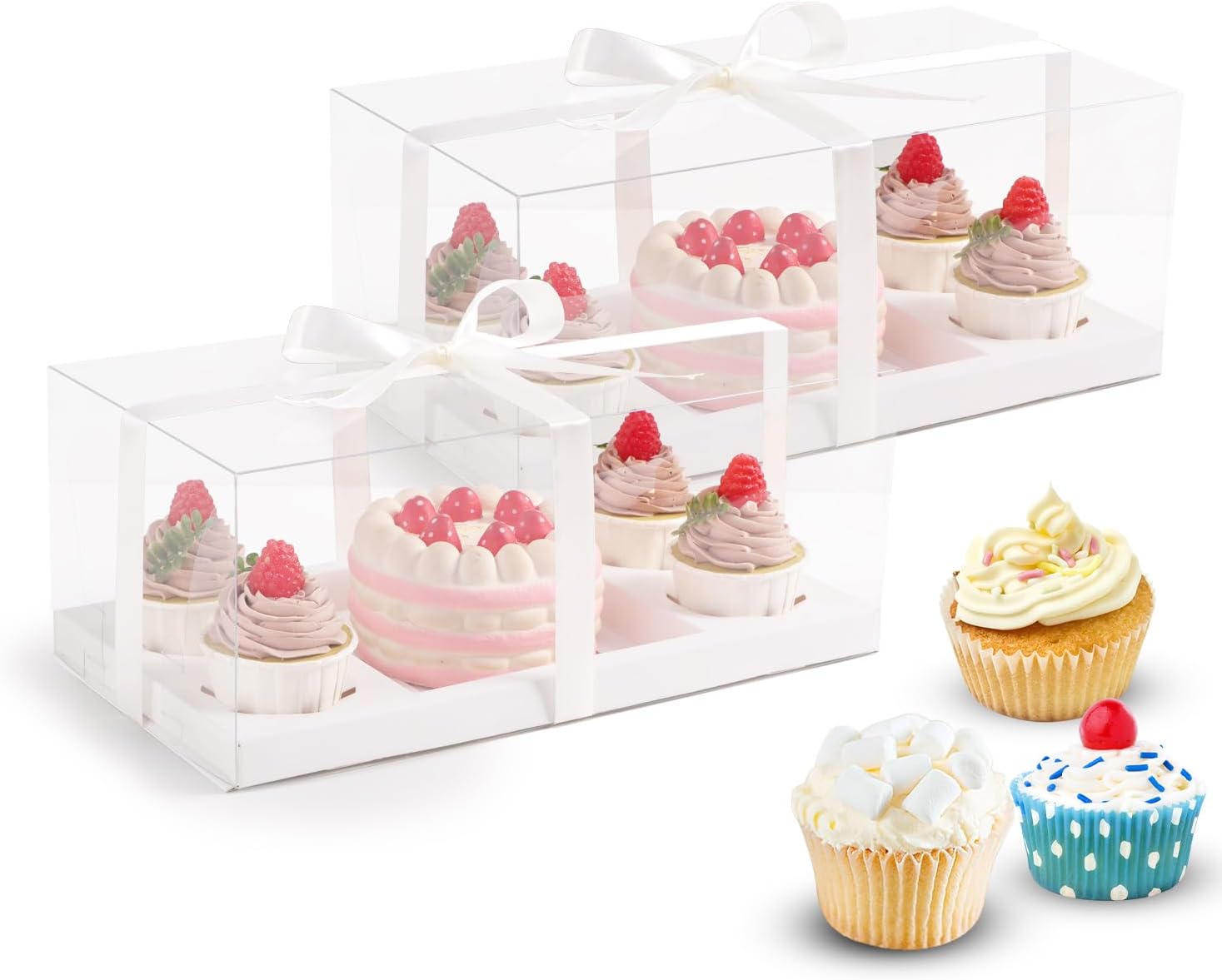 Amazon.com: PFAMKEER 3Pcs Bento Cake Box and Cupcake 1+4 Combination ...