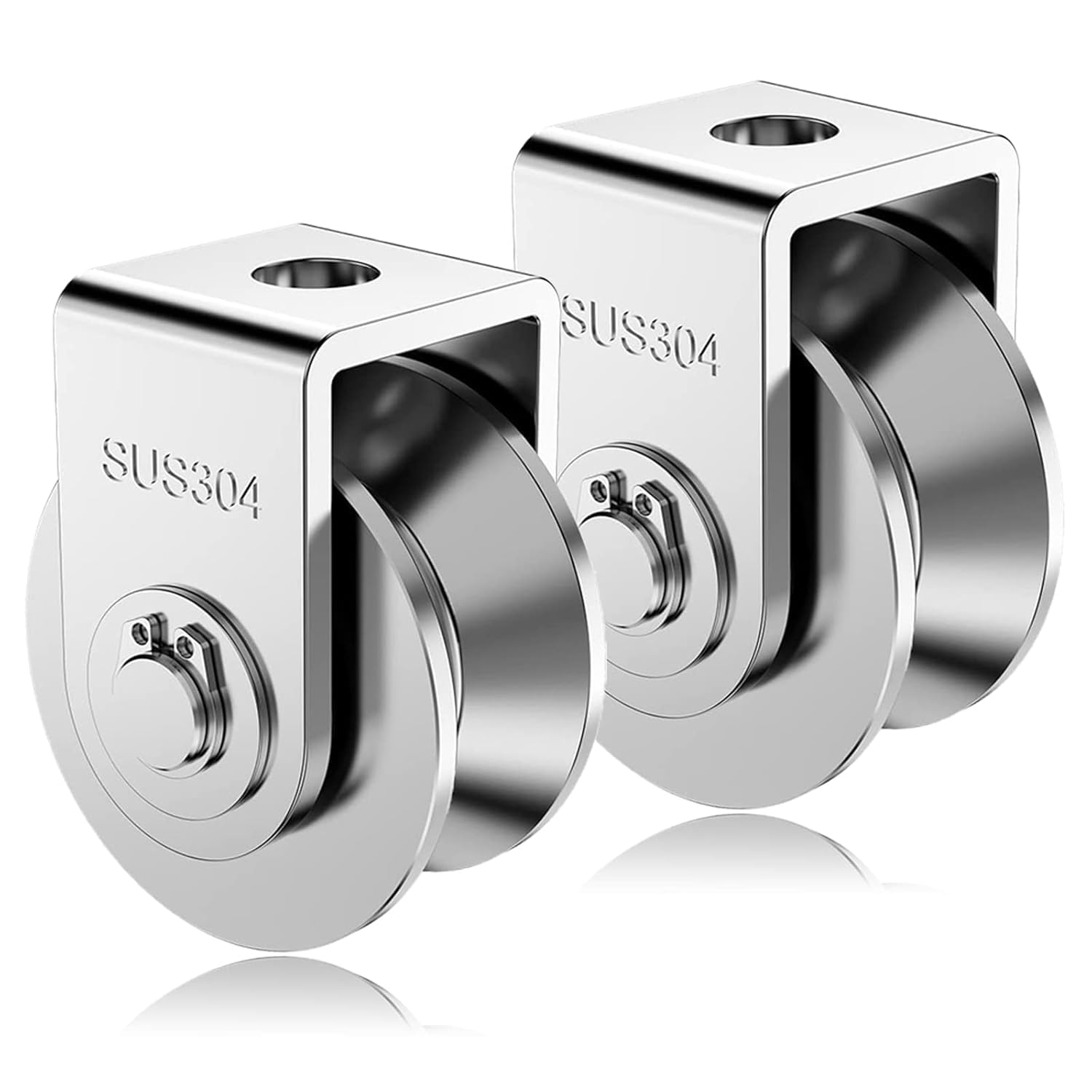Snapklik.com : 3Inch Stainless Steel V Groove Pulley Wheel, 2Pack Heavy ...