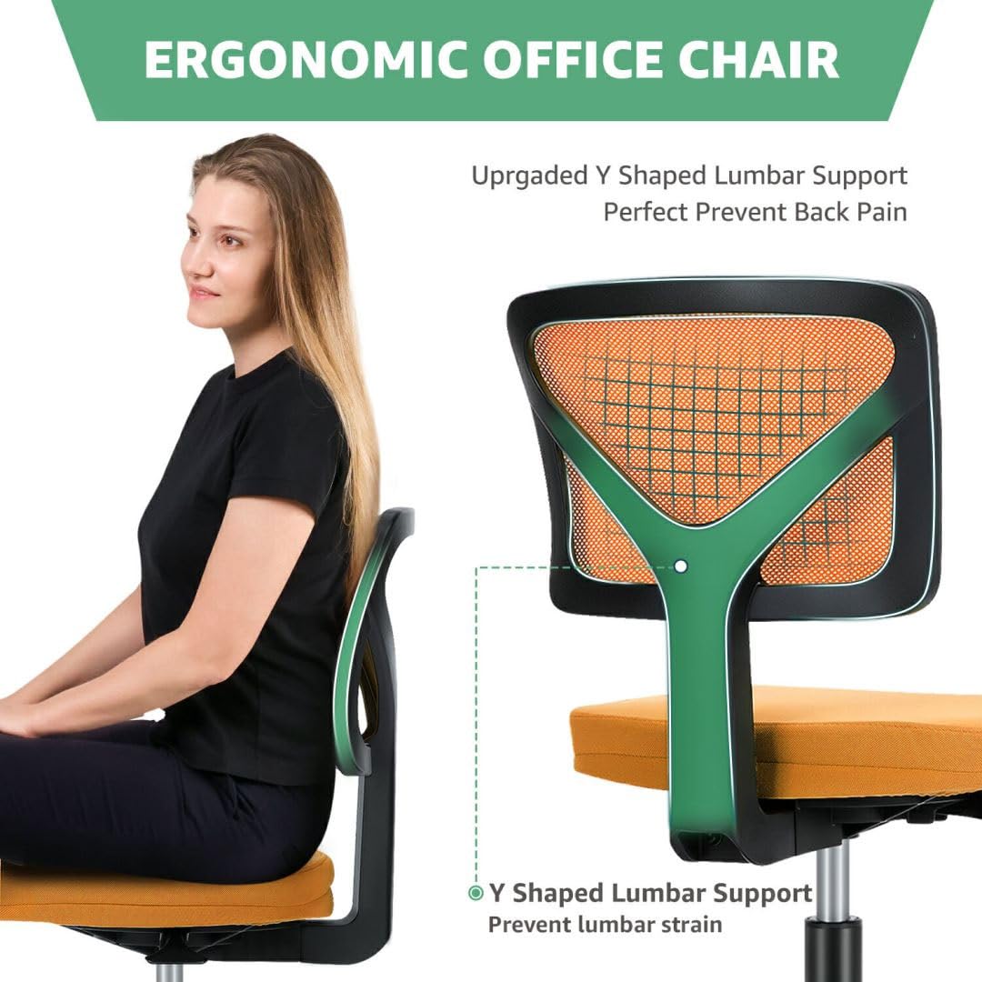 Snapklik.com : Armless Mesh Office Chair, Ergonomic Low Back Deskchair ...