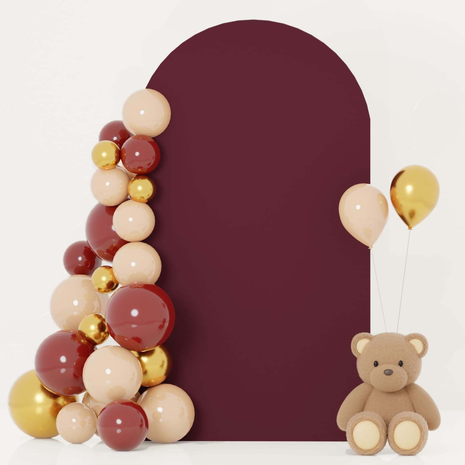 FOTSHARER Wedding Arch Cover Burgundy 4FT Double-Sided Spandex Arch ...