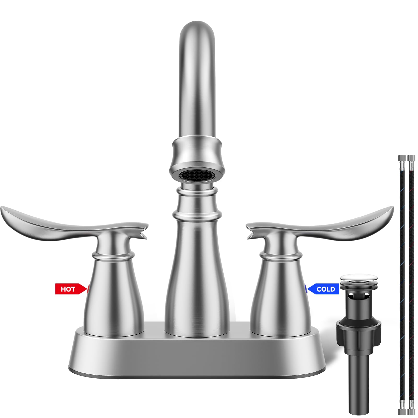 Hiqufet Bathroom Faucets, 4 Inch Centerset Faucet for Bathroom Sink 2 ...