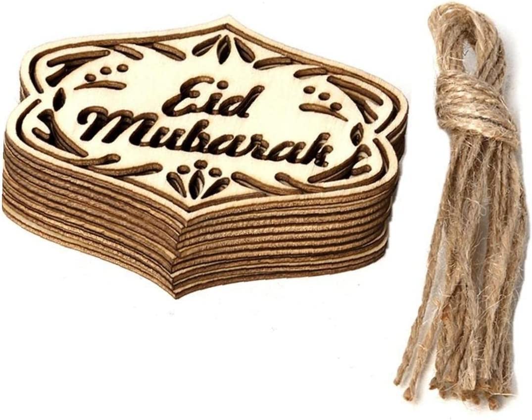 Buy Haoser Unfinished Wood Eid Ramadan Cutouts Wood 10 Pieces DIY ...