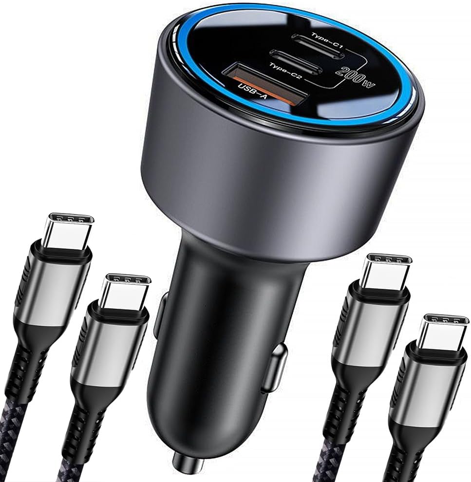 Amazon.com: 200W Car Charger, USB C Car Charger PD3.0 QC4.0 PPS Fast ...