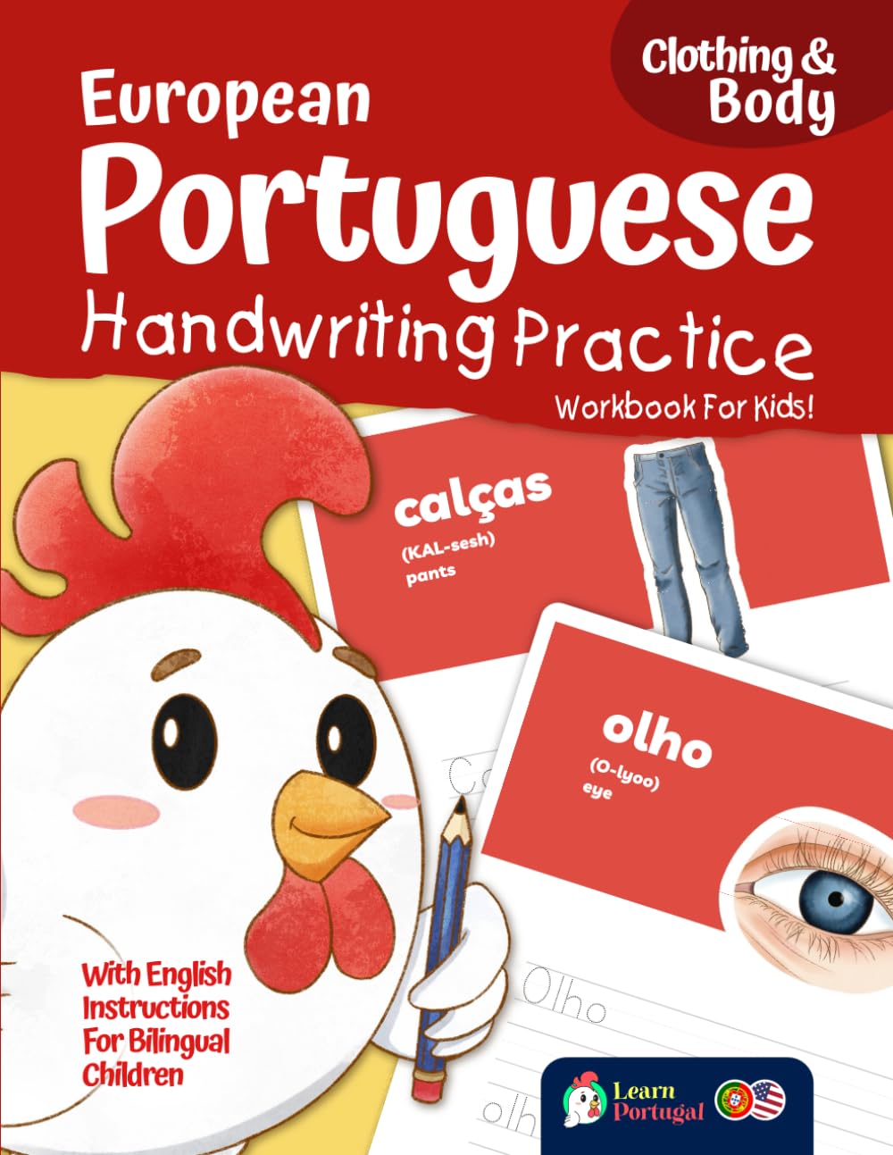 European Portuguese Handwriting Practice Workbook for Kids! Clothing ...