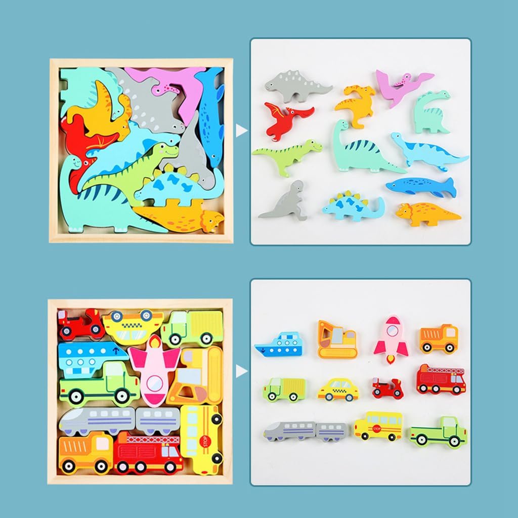 Amazon.co.jp: Sironoa 知育玩具 パズル 木製 組み合わせ おもちゃ 脳トレ 動物 数字 2歳 3歳 子供 女の子 男の子 積み木 形合わせ 型はめパズル 立体 ...