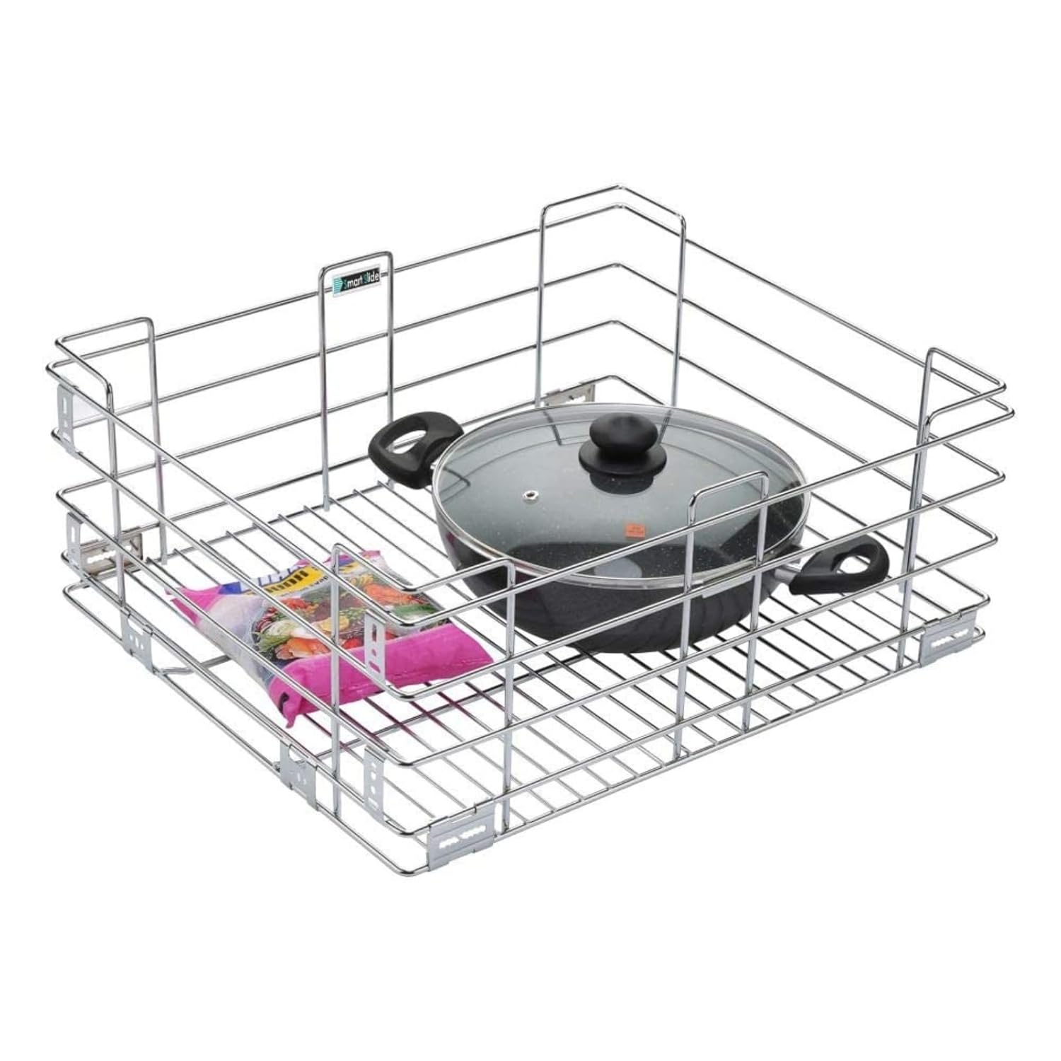 SmartSlide Stainless Steel Kitchen Basket for Modular Kitchen Drawer ...