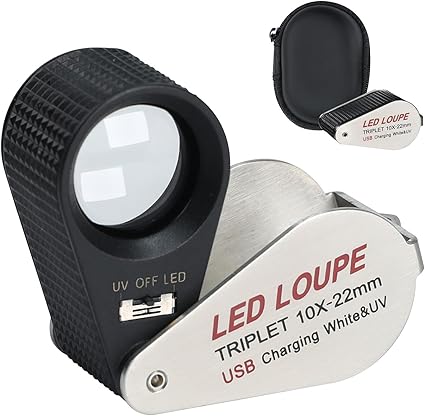 Amazon.com: Illuminated Jewelers Loupe Magnifier 10x, Rechargeable ...