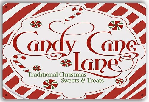Letrero de metal retro de Candy Cane Lane, letrero tradicional de ...