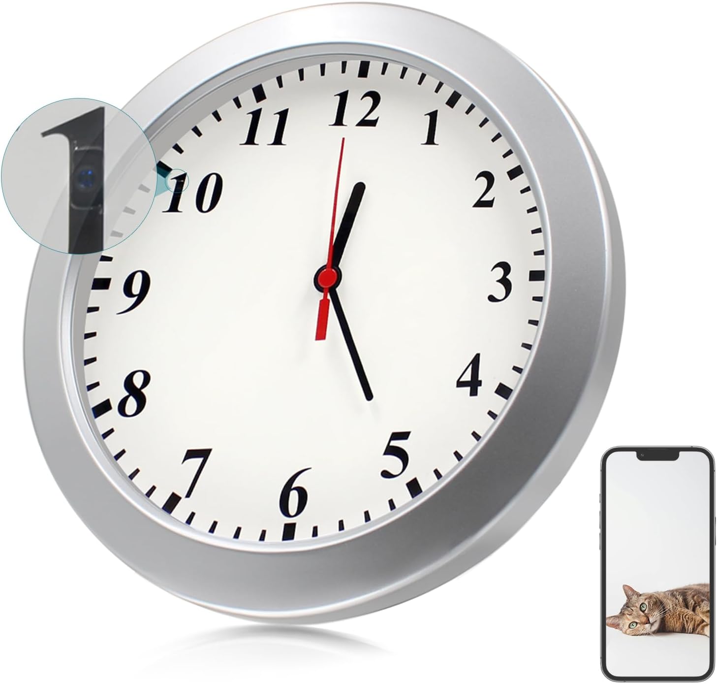Amazon.com : GXSSTO Hidden Security Camera Wall Clock, WiFi Indoor ...