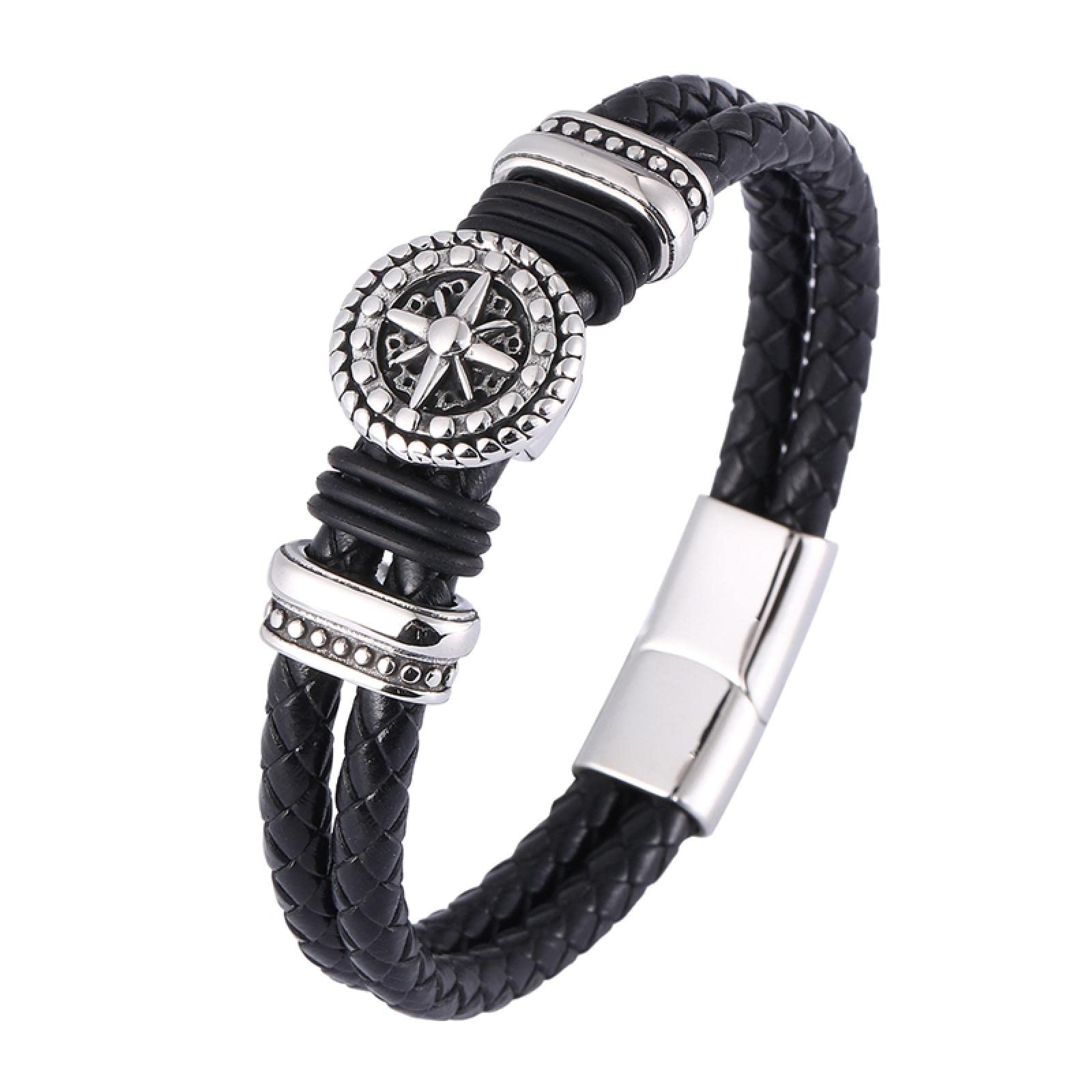 Amazon.com: Double Braided Bracelet For Men And Women, Black Leather ...
