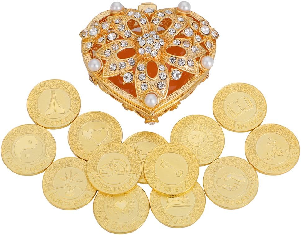 Amazon.com: English Gold Wedding Coins Arras de Boda in Pearl and ...