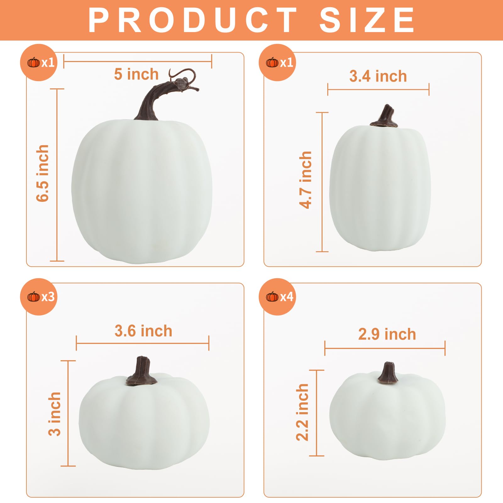 Miniature Pumpkins Ghrdopy 9PCS Fall Pumpkin Decor - Plastic Artificial ...