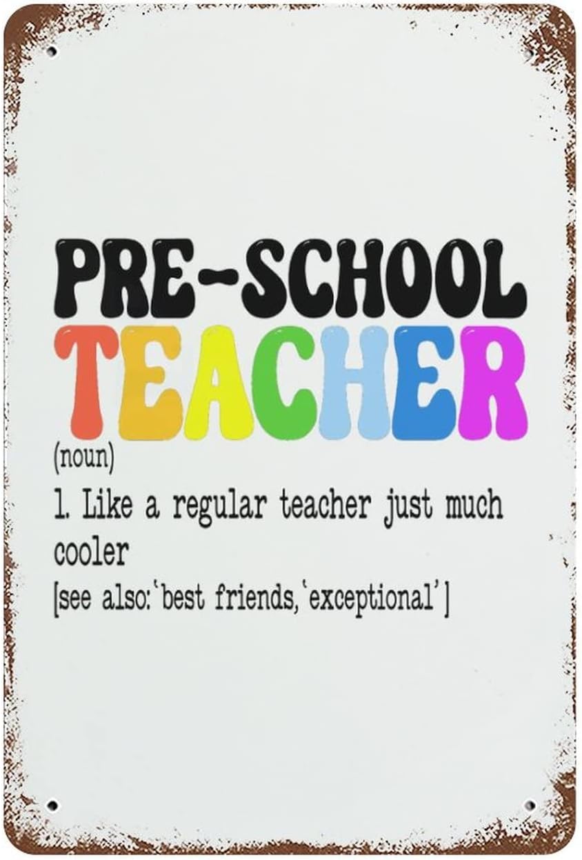 Amazon.com: Gokays Preschool Teacher Definition Wall Decor Metal Signs ...