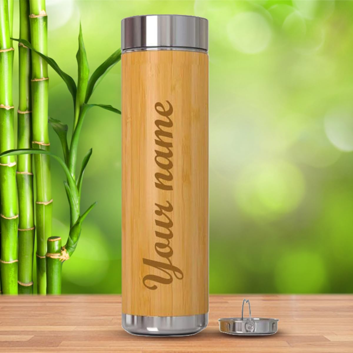 BambooIndia | Customized/Personalized Bamboo Water Bottle With Name ...